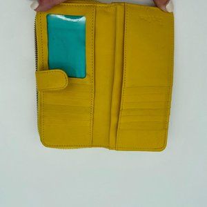 Boden | Bags | Boden Zebra Calf Hair And Yellow Trimmed Zippered Wallet ...
